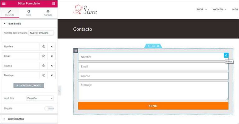 Cómo crear formulario de contacto con Elementor